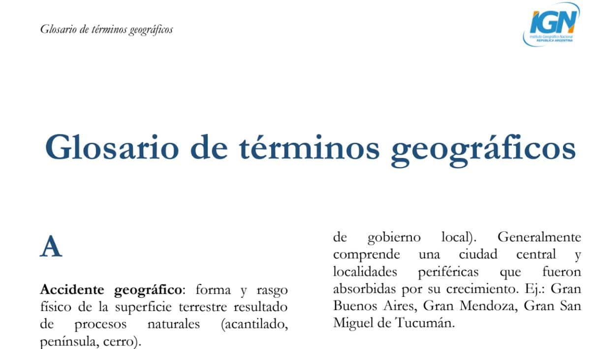 Glosario de términos geográficos del Instituto Geográfico Nacional ...